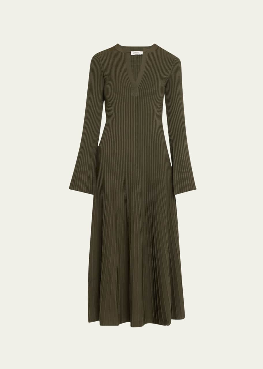 SIMKHAI Genna Ribbed Long-Sleeve Midi Dress - Bergdorf Goodman