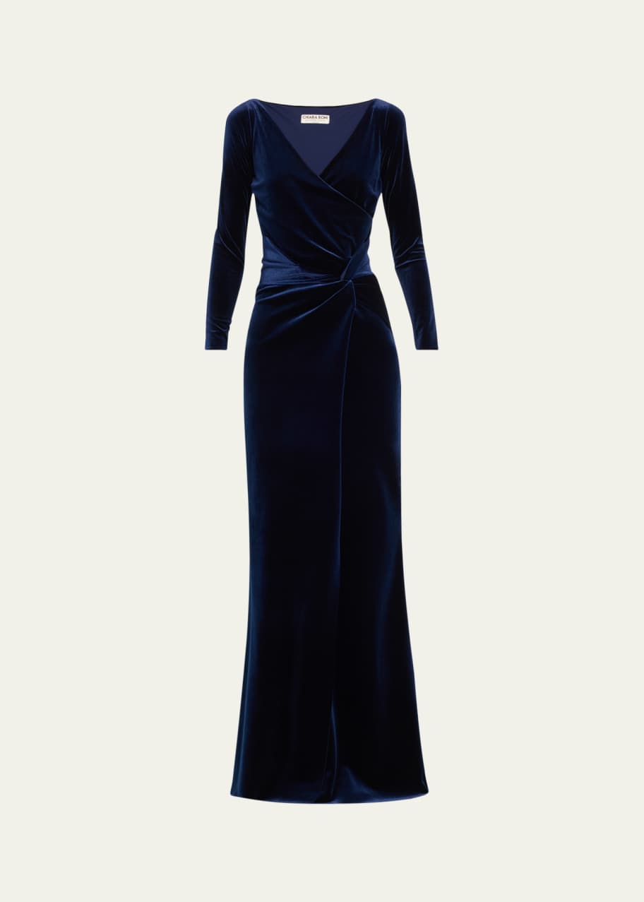 Chiara Boni La Petite Robe Axas Side-Twist Velvet Trumpet Gown ...