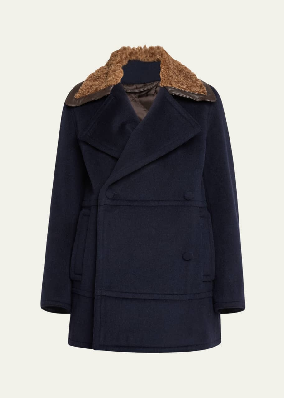 Wales Bonner Zora Shearling Collar Coat - Bergdorf Goodman
