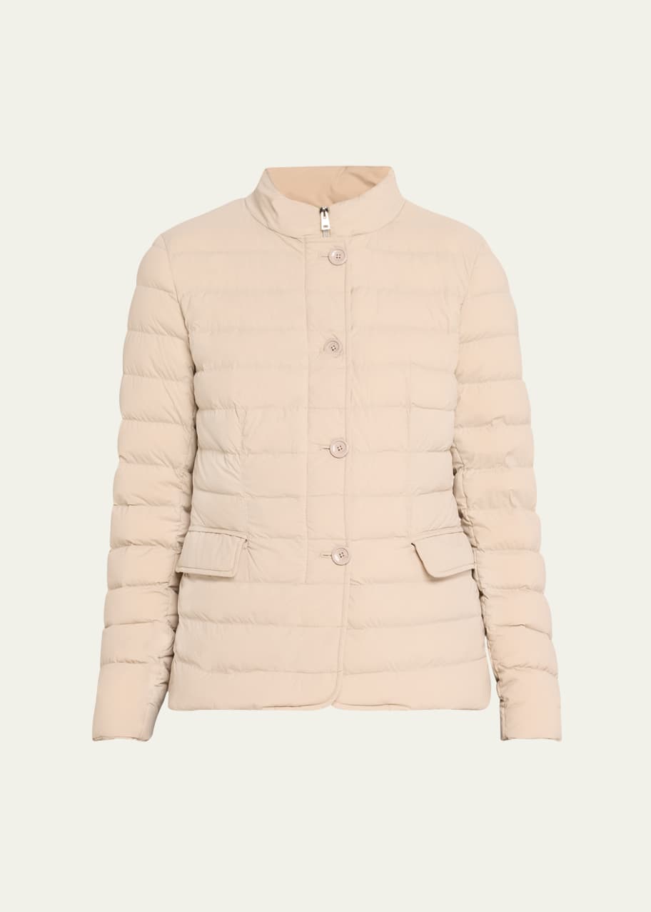 Herno Lightweight Water-Resistant Nylon Stretch Packable Puffer Jacket ...