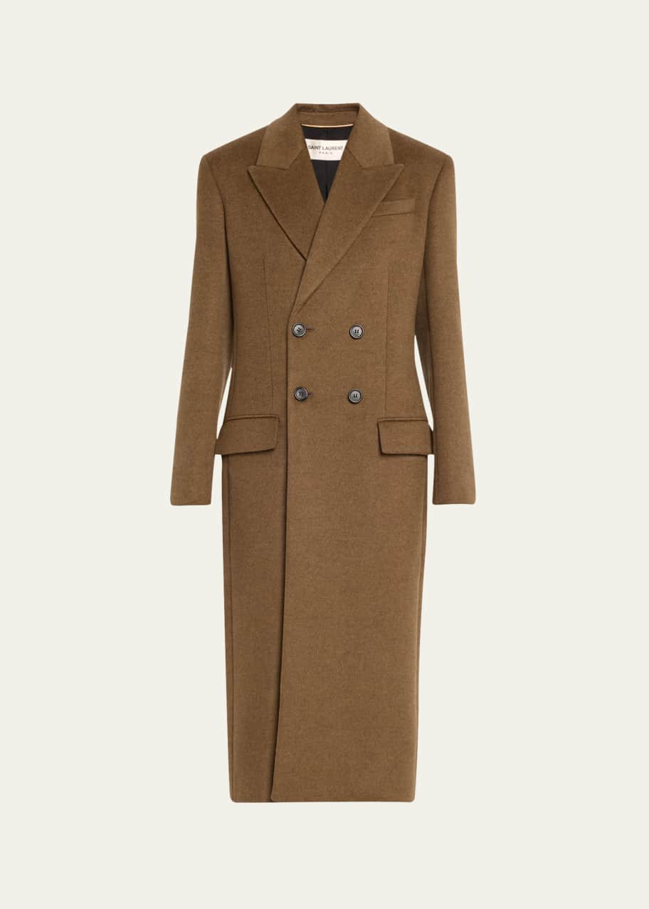 Saint Laurent Double-Breasted Tailored Long Wool Coat - Bergdorf Goodman