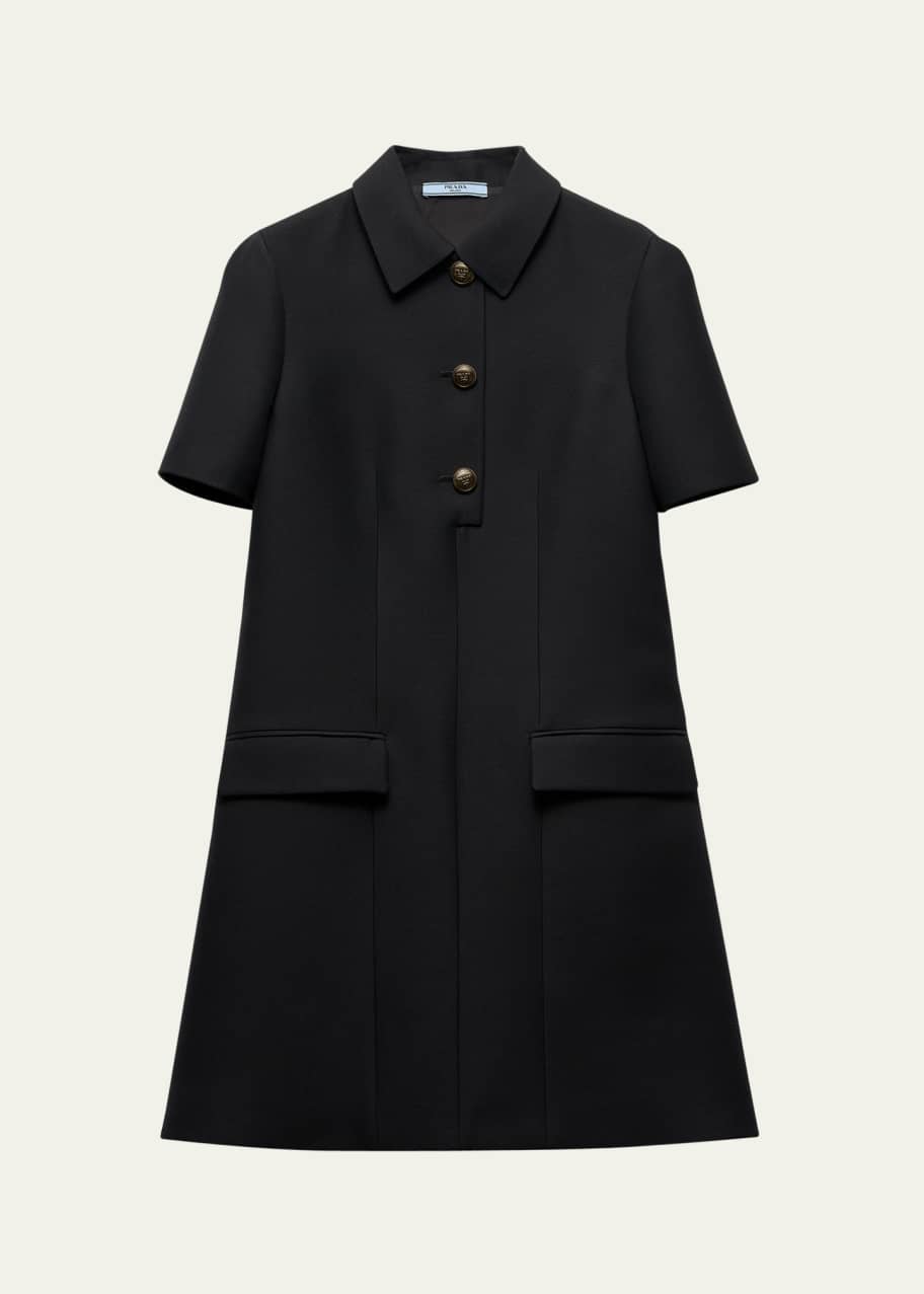Prada Twill Weave Mini A-Line Wool Dress - Bergdorf Goodman