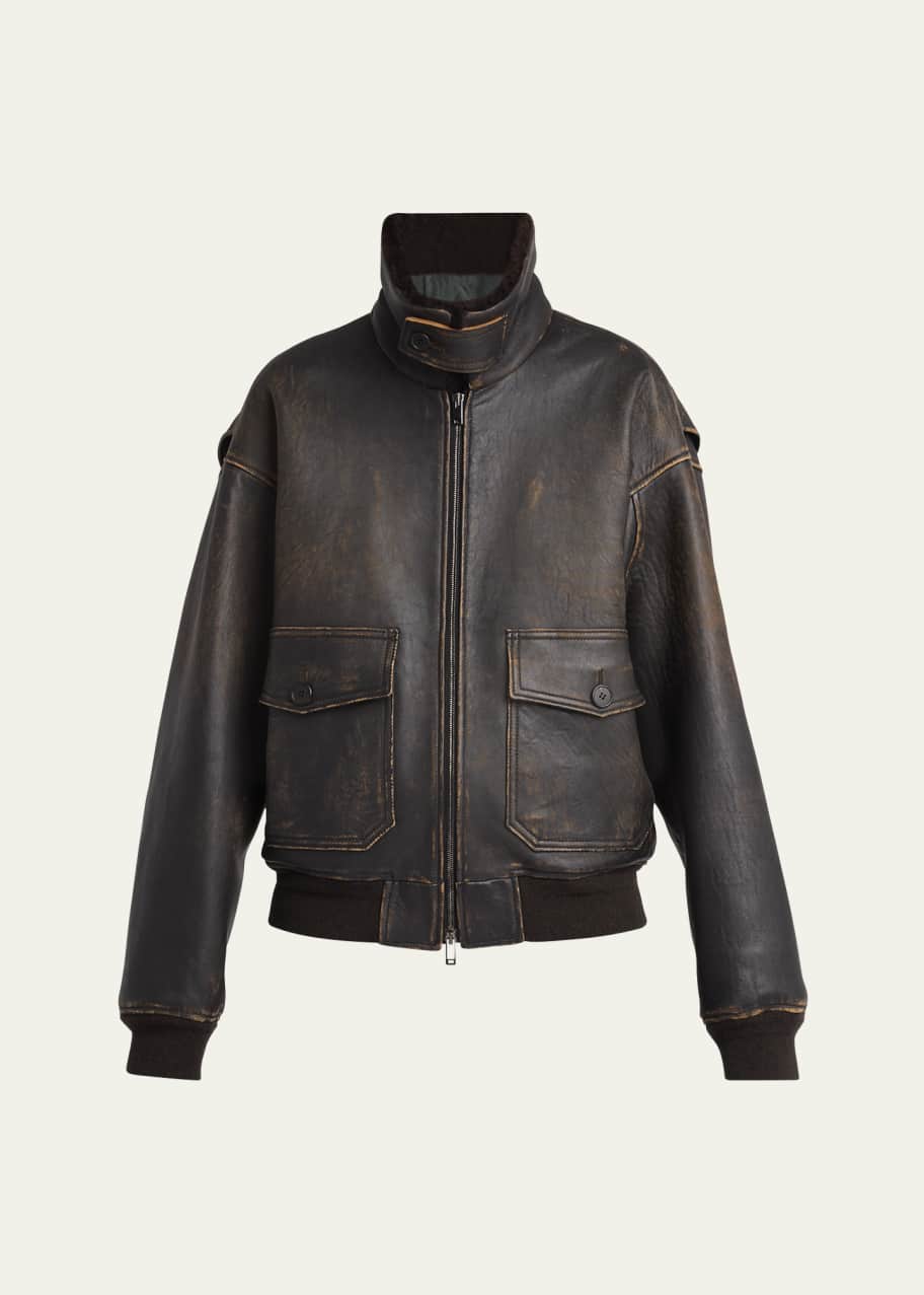 THE ROW Adonis Lambskin Leather and Shearling Aviator Jacket - Bergdorf ...