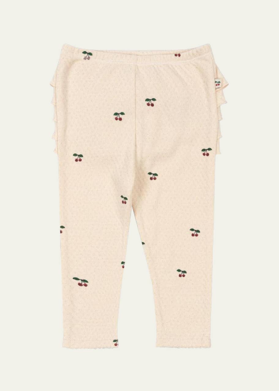 Konges Slojd Girl's Sui Cherry-Print Ruffle Trim Pants, Size 9M-3 ...