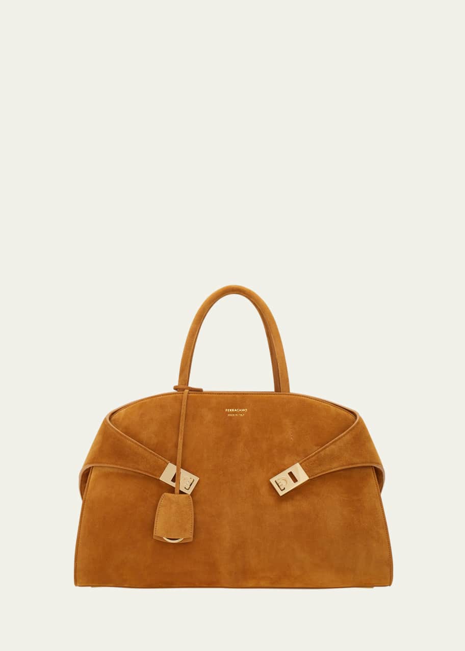 Ferragamo Medium Hug Suede Top-Handle Bag - Bergdorf Goodman
