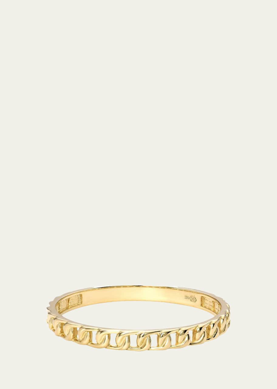 Zoe Lev Jewelry 14K Yellow Gold Thin Solid Cuban Link Ring, Size 7 ...