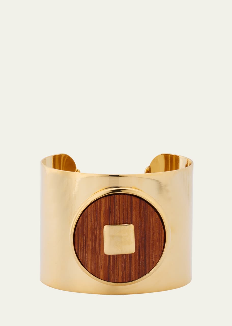 Ben-Amun Gold Plated Cuff with Wood Component, 6"L - Bergdorf Goodman