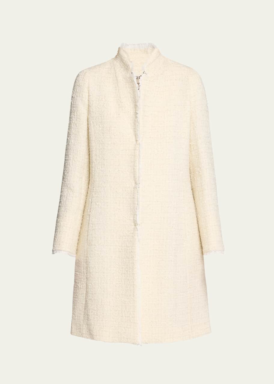 Cinzia Rocca Fringe-Trim Metallic Tweed Coat - Bergdorf Goodman