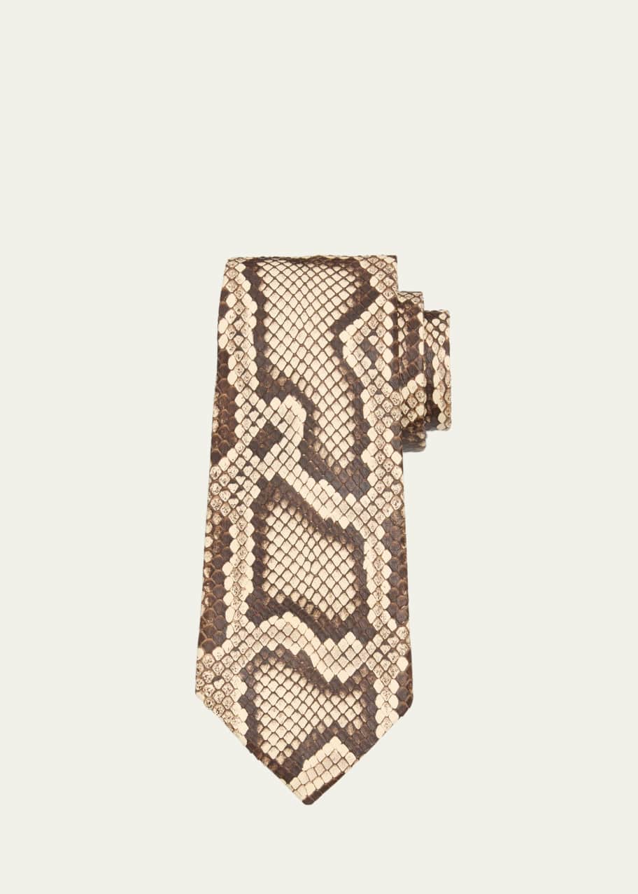 Bottega Veneta Men's Python Leather Tie - Bergdorf Goodman