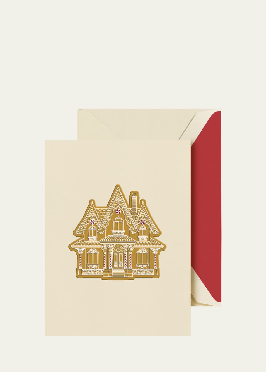 Crane & Co. Engraved Gingerbread Cottage Greeting Cards, Set of 10 ...