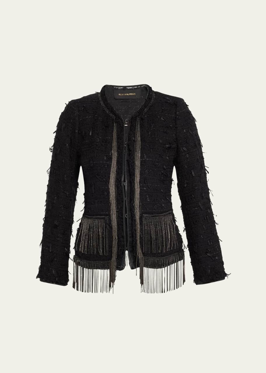 Kobi Halperin Leyla Chain-Trim Fringe Tweed Jacket - Bergdorf Goodman
