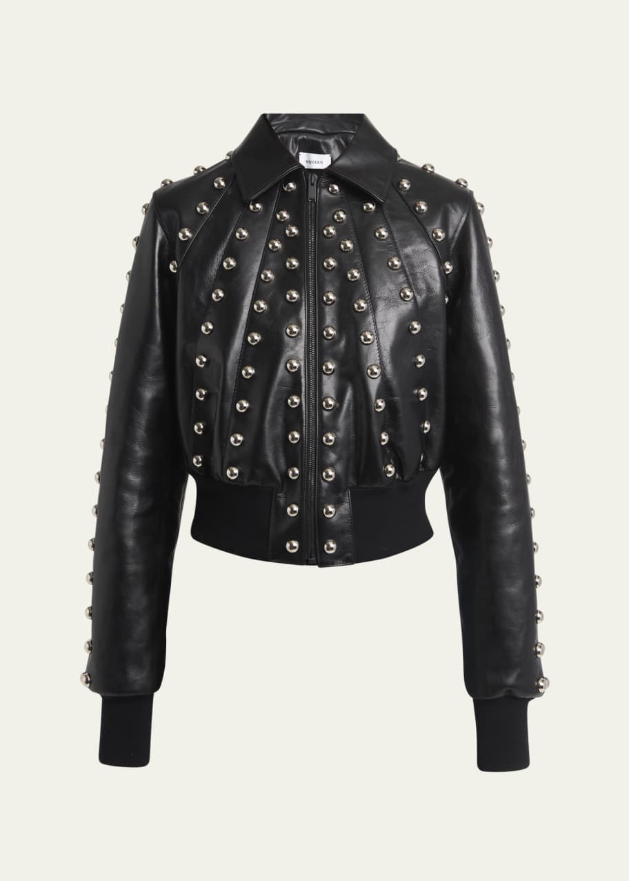 McQueen Leather Studded Biker Jacket - Bergdorf Goodman
