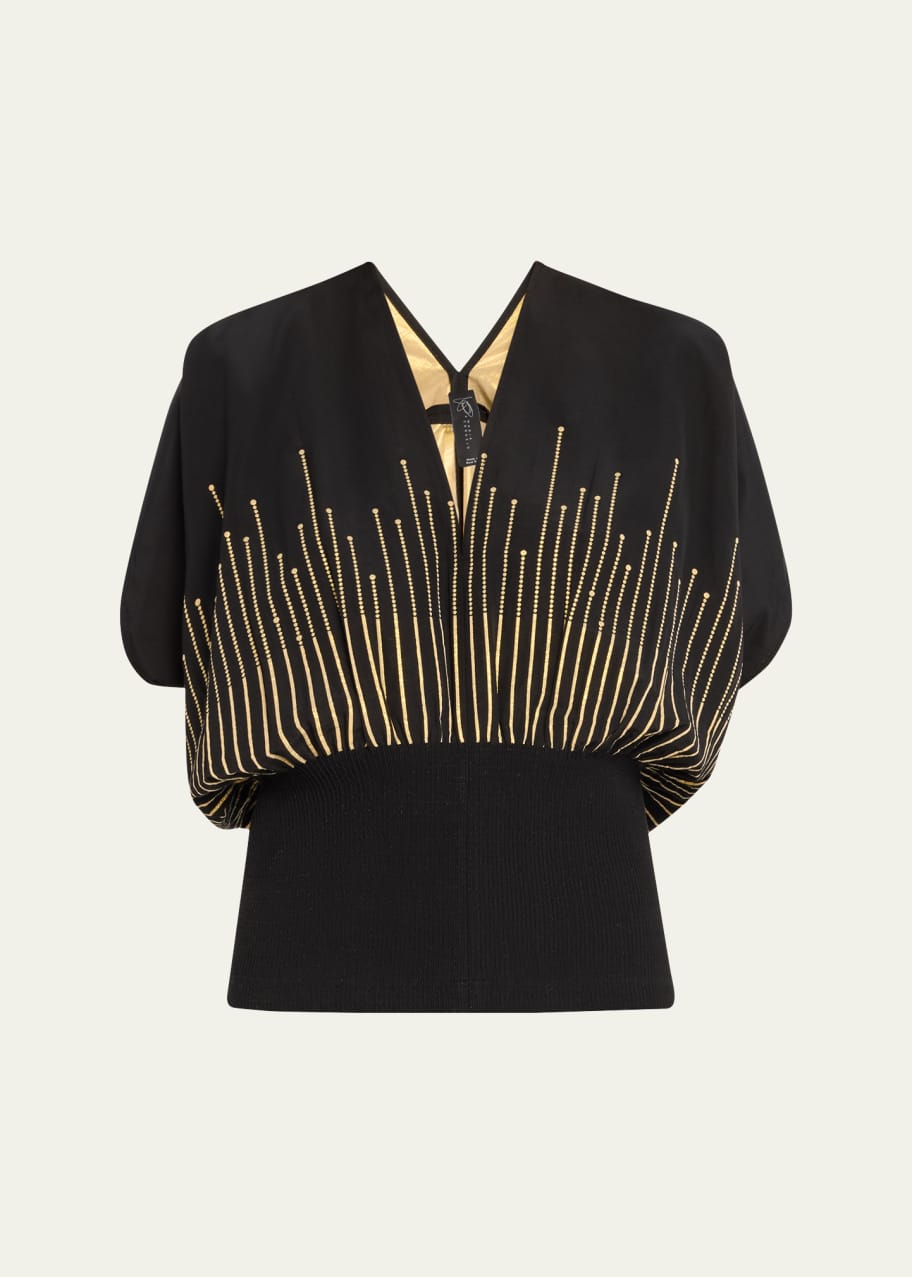 Zero + Maria Cornejo Eva Draped-Sleeve Smocked Top - Bergdorf Goodman