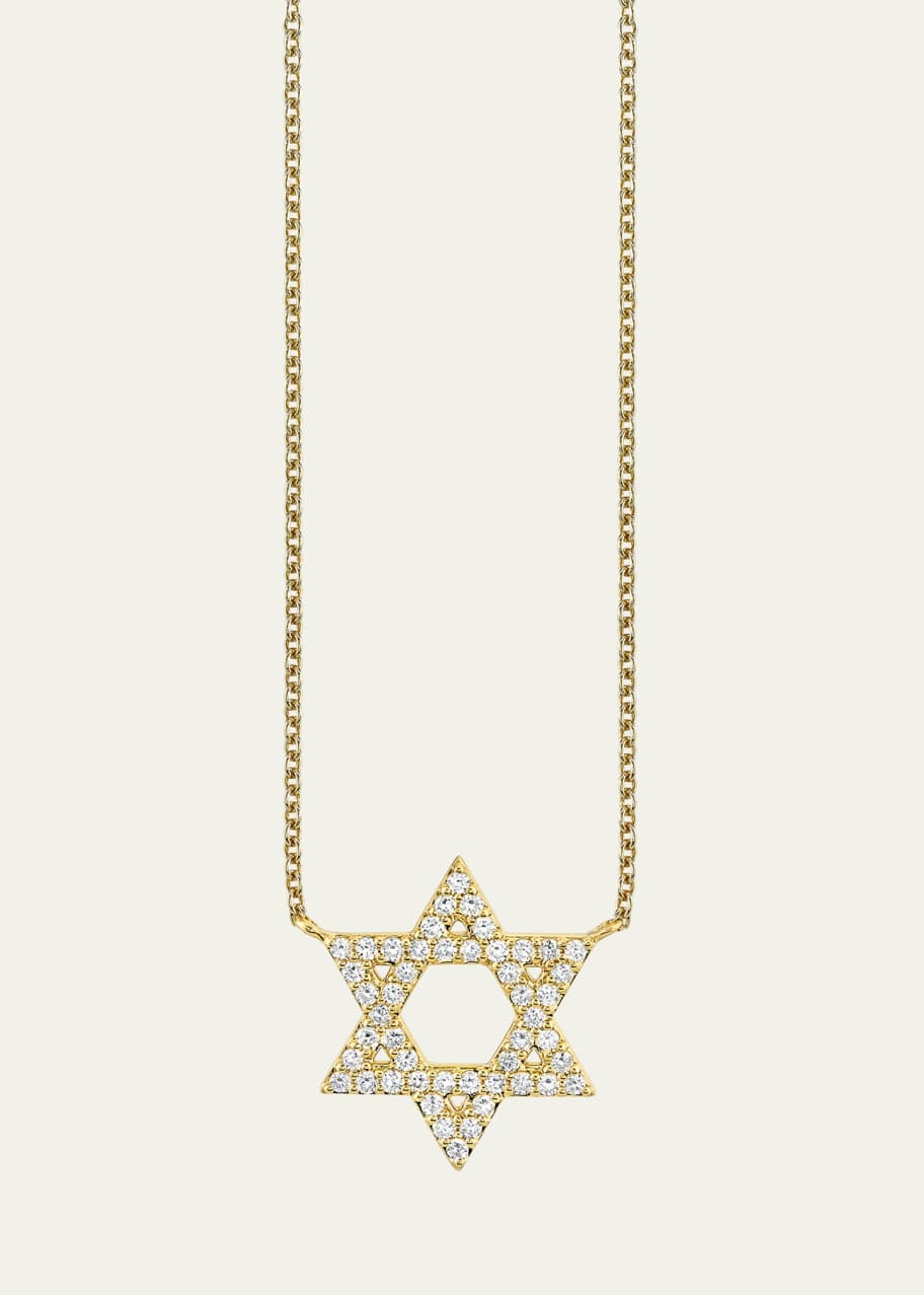 Sydney Evan 14K Yellow Gold and Diamond Star of David Necklace ...