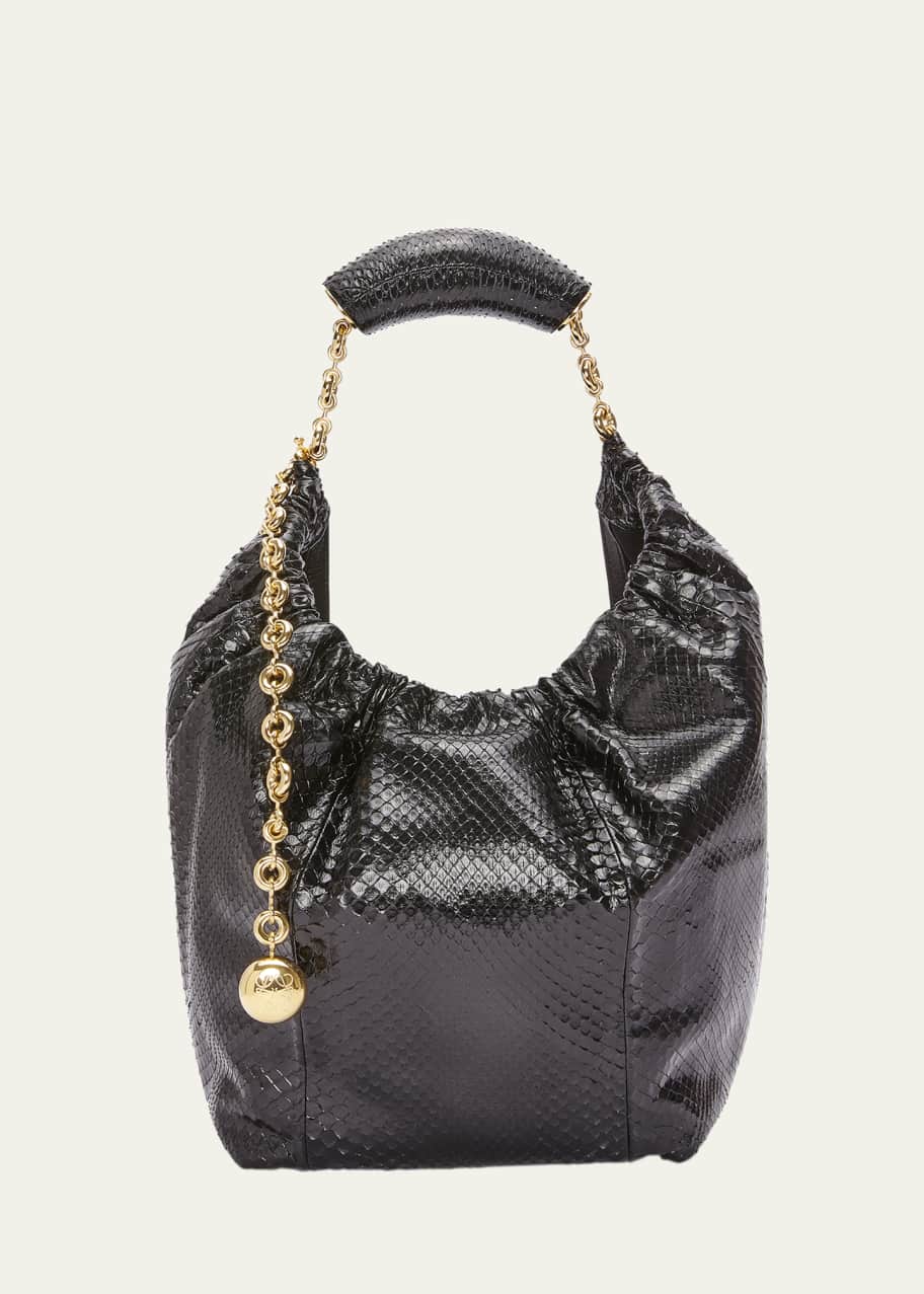 Loewe Squeeze Small Shiny Python Hobo Bag - Bergdorf Goodman