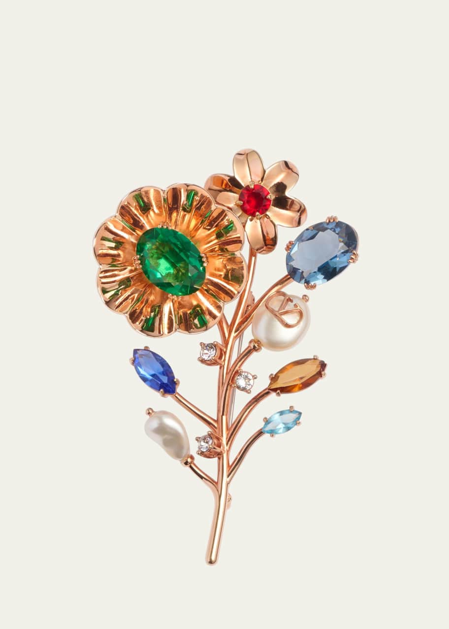 Valentino Garavani Men's Crystal and Pearly Floral Brooch - Bergdorf ...