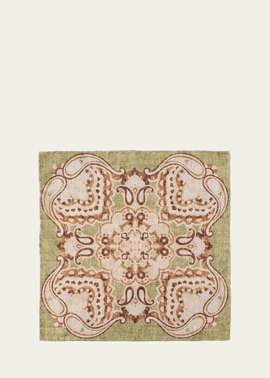 Rosi Collection Men's Silk Double-Face Medallion Pocket Square ...