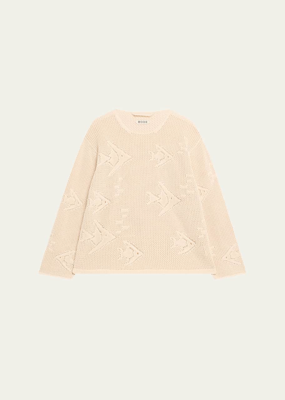 Bode Angel Fish Knit Lace Pullover - Bergdorf Goodman