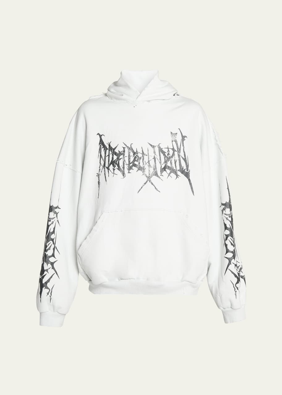 Balenciaga Men's Terry Metal Logo Hoodie - Bergdorf Goodman