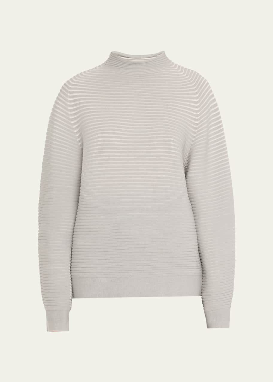 Issey Miyake Funnel-Neck Circle Knit Wool Top - Bergdorf Goodman