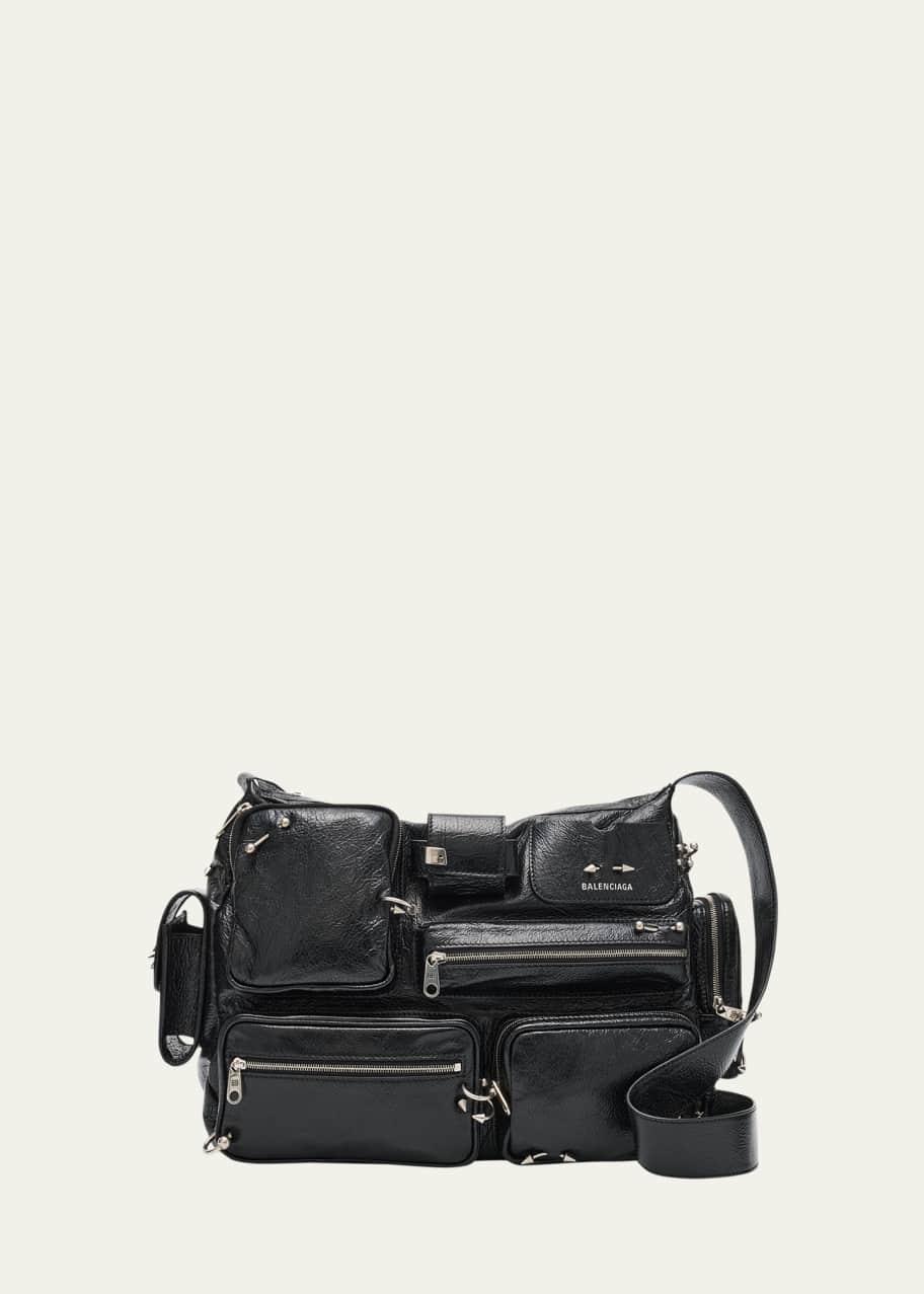 Balenciaga Men's Pierced Arena Lambskin Messenger Bag - Bergdorf Goodman