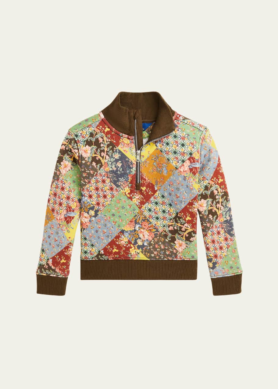 Polo Ralph Lauren Girl's Multicolor Patchwork Quarter Zip Sweatshirt ...