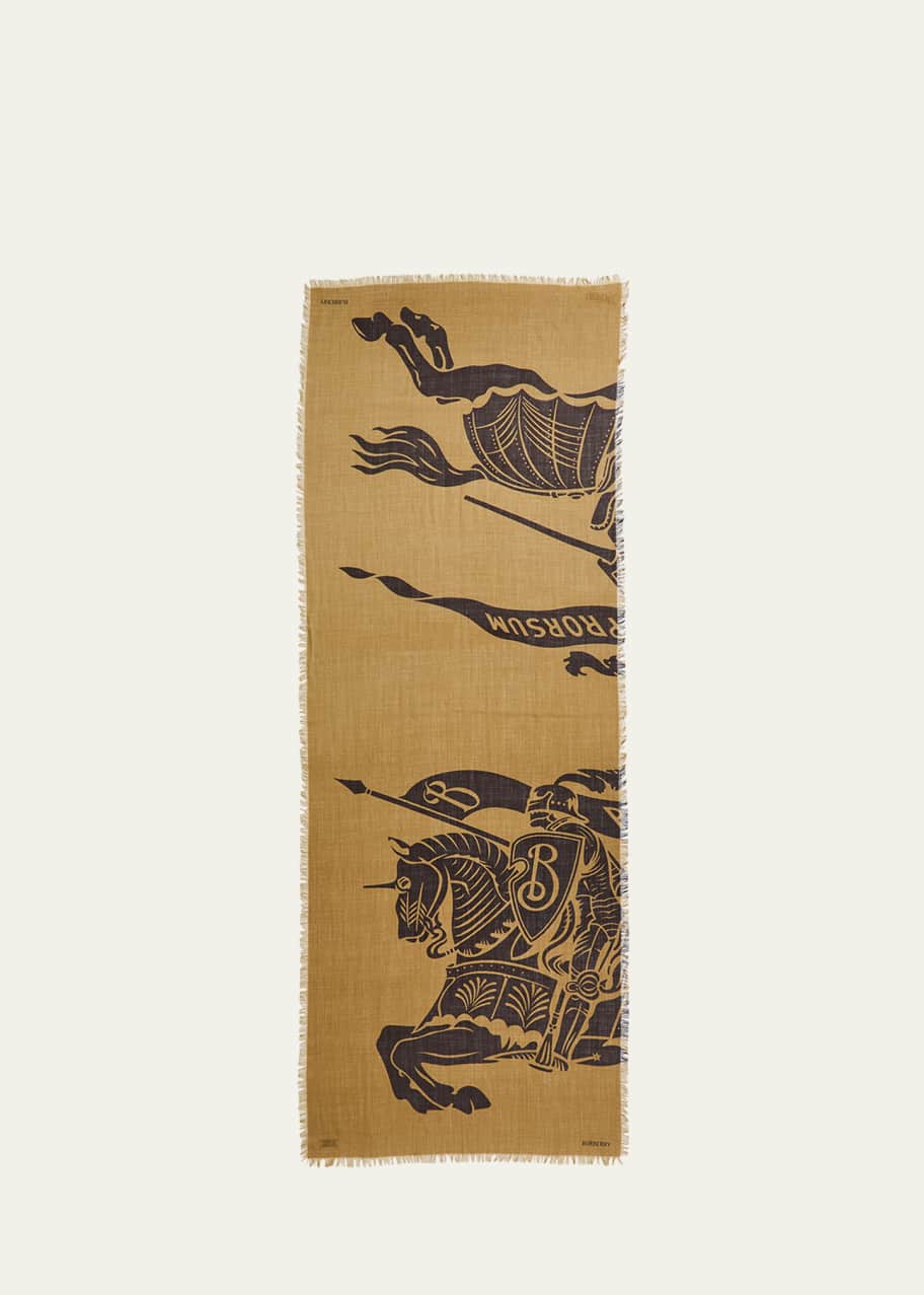 Burberry Equestrian Knight Printed Wool Scarf - Bergdorf Goodman