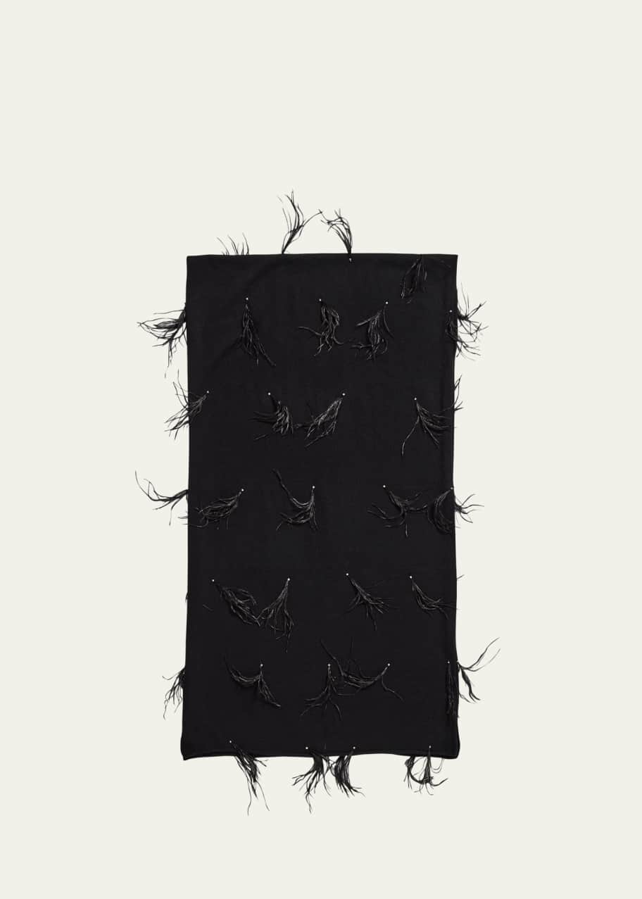 Carolyn Rowan Cashmere Shawl W/ Swarovski Embellished Feathers ...