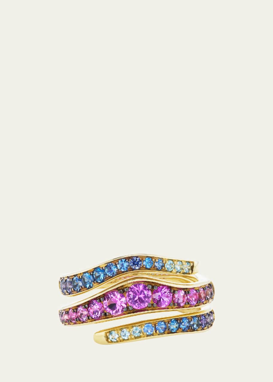 Emily P. Wheeler Double Wrap Ring in 18K Yellow Gold with Sapphires and ...