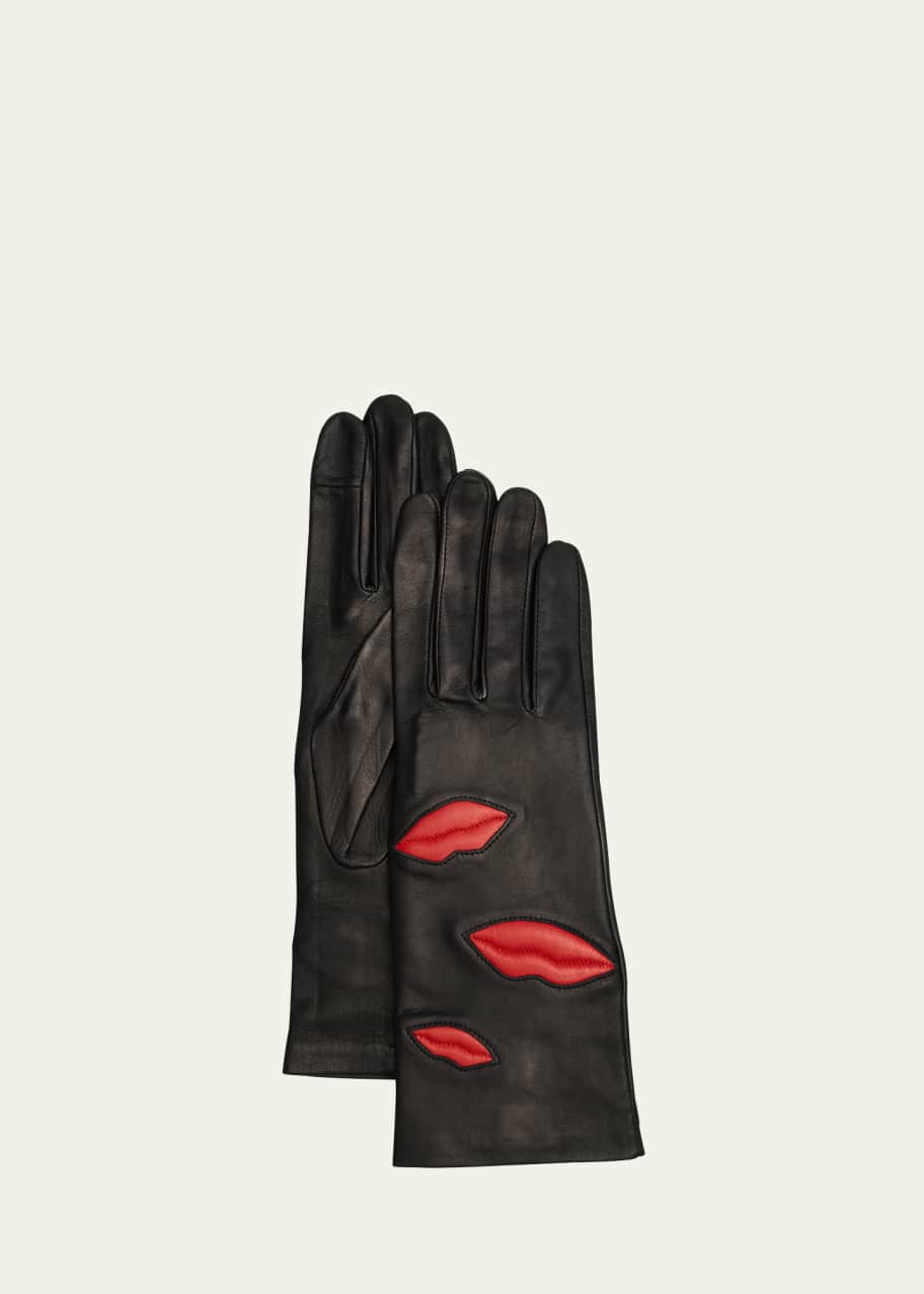 Agnelle Lady Lip Patch Leather Gloves - Bergdorf Goodman