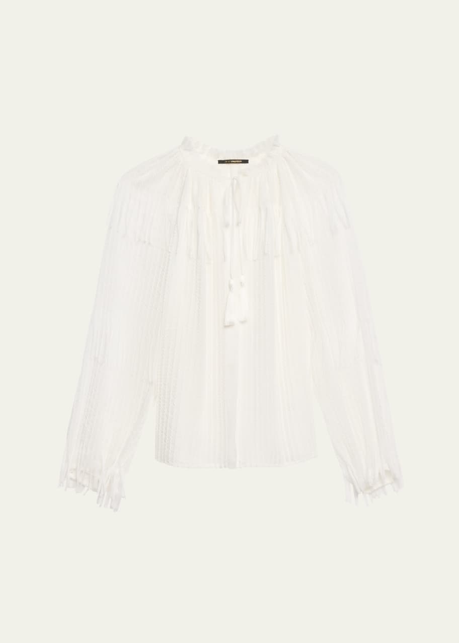Kobi Halperin Poppi Tie-Neck Fringe Chiffon Blouse - Bergdorf Goodman