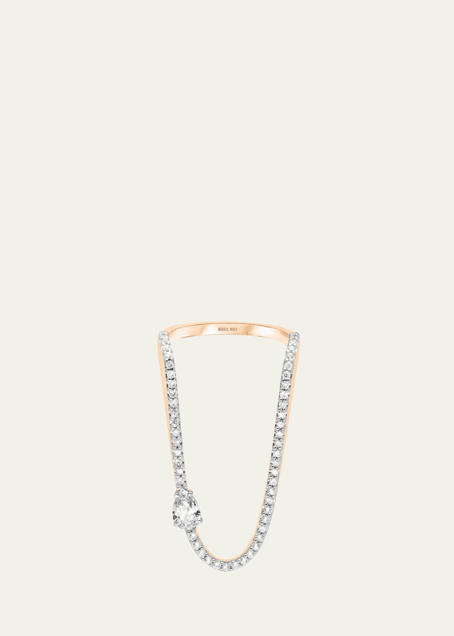 MARIE MAS 18K Rose Gold Half Pave and Floating Diamond Pear Aurora Ring ...