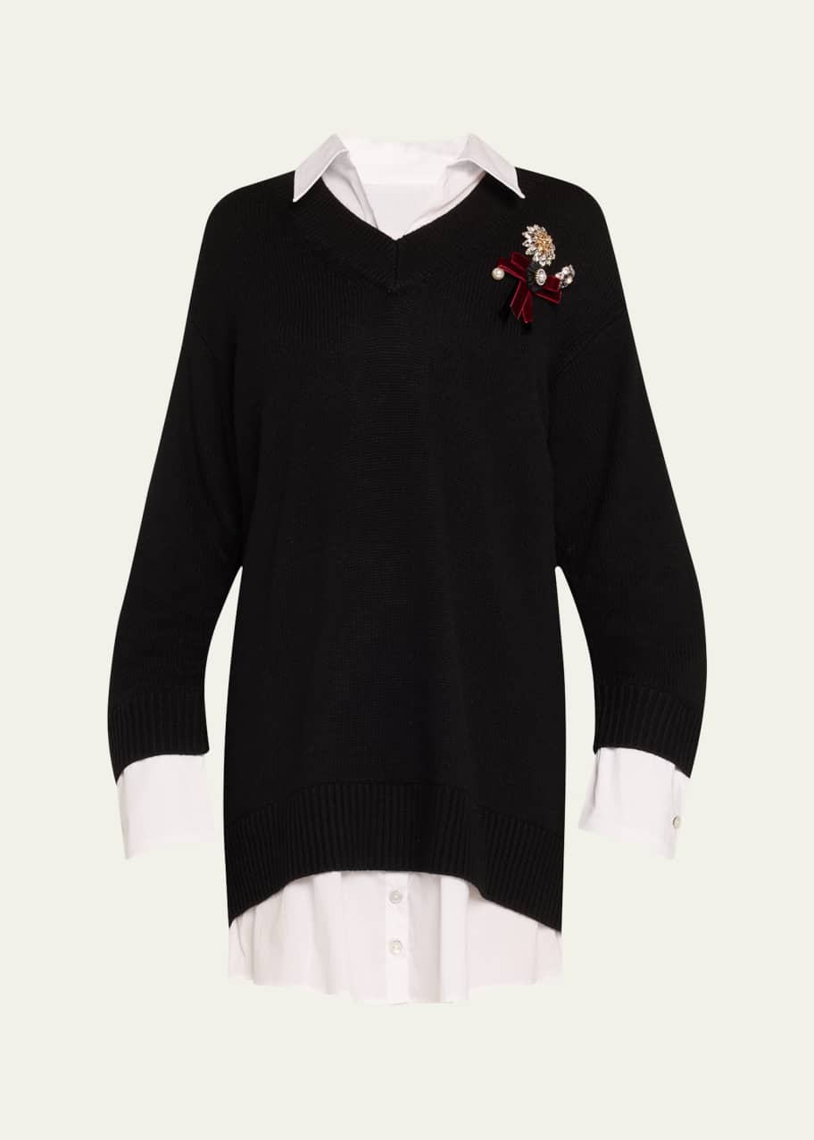 Cinq a Sept Brooch Santina Combo Mini Dress - Bergdorf Goodman