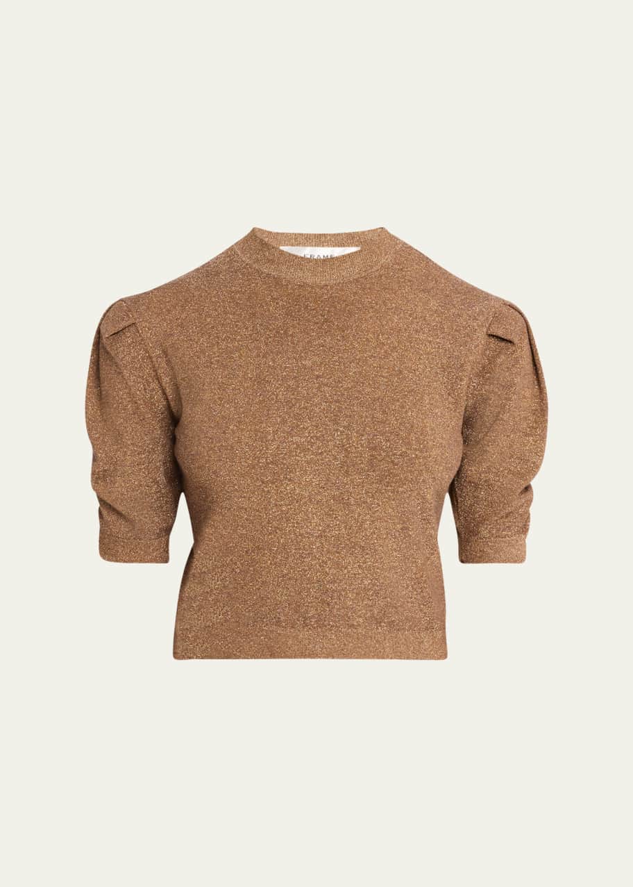 FRAME Sparkly Ruched-Sleeve Sweater - Bergdorf Goodman
