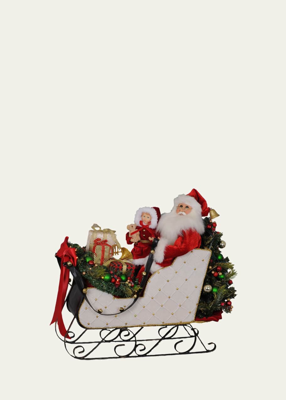 Karen Didion Originals White Sled Santa Christmas Decoration - Bergdorf ...
