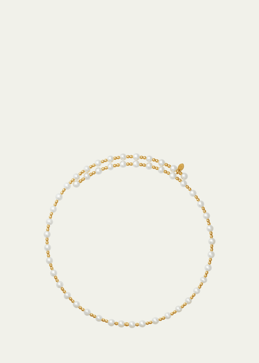 ATLAS LOVE 18K Yellow Gold Campania Mini Multi Pearl Necklace ...