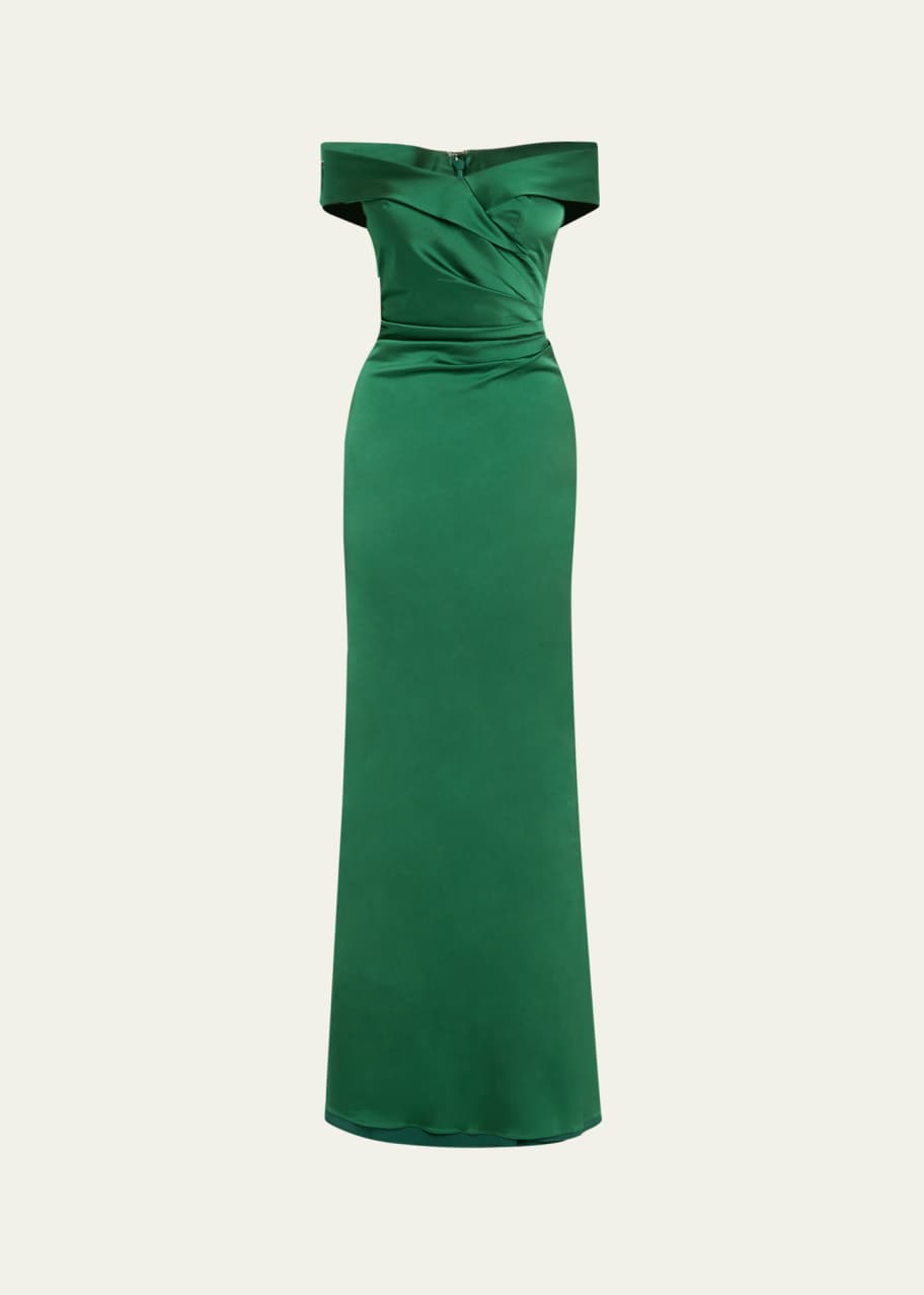 Rickie Freeman for Teri Jon Ruched Off-Shoulder Stretch Gown - Bergdorf ...