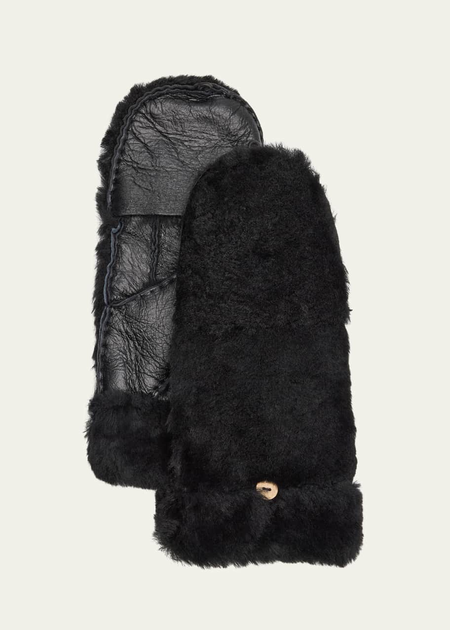 Pologeorgis Fold-Over Dyed Shearling Mittens - Bergdorf Goodman