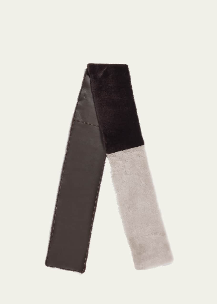 Pologeorgis Two-Tone Dyed Merino Shearling Colorblock Scarf - Bergdorf ...