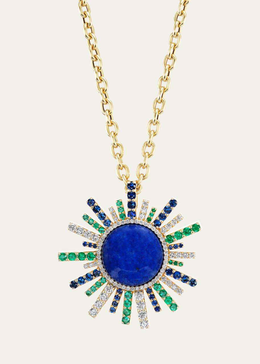 Grace Winfrey 18K Yellow Gold Sun Ray Pendant Necklace with Diamonds ...