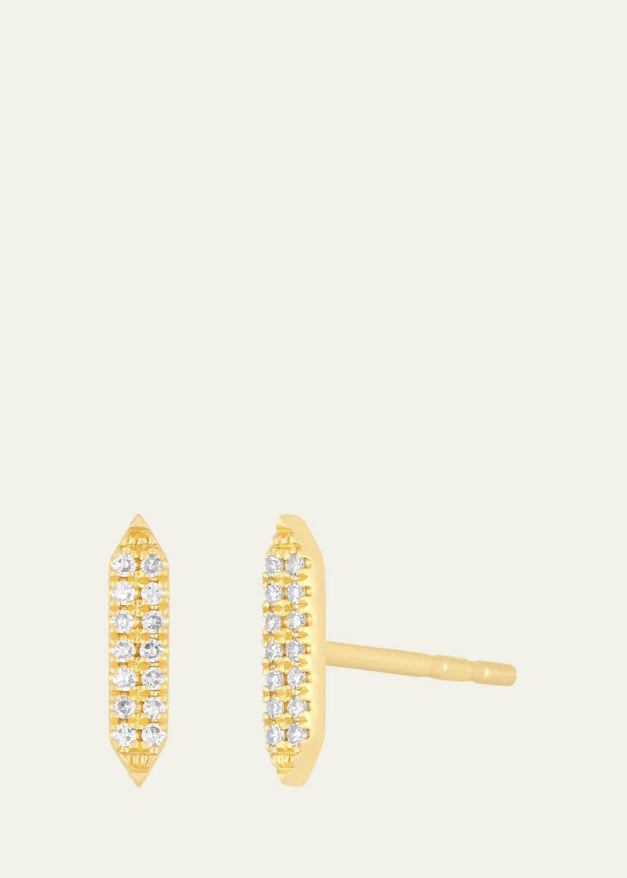 EF Collection 14K Yellow Gold Pave Diamond On Point Stud Earrings ...