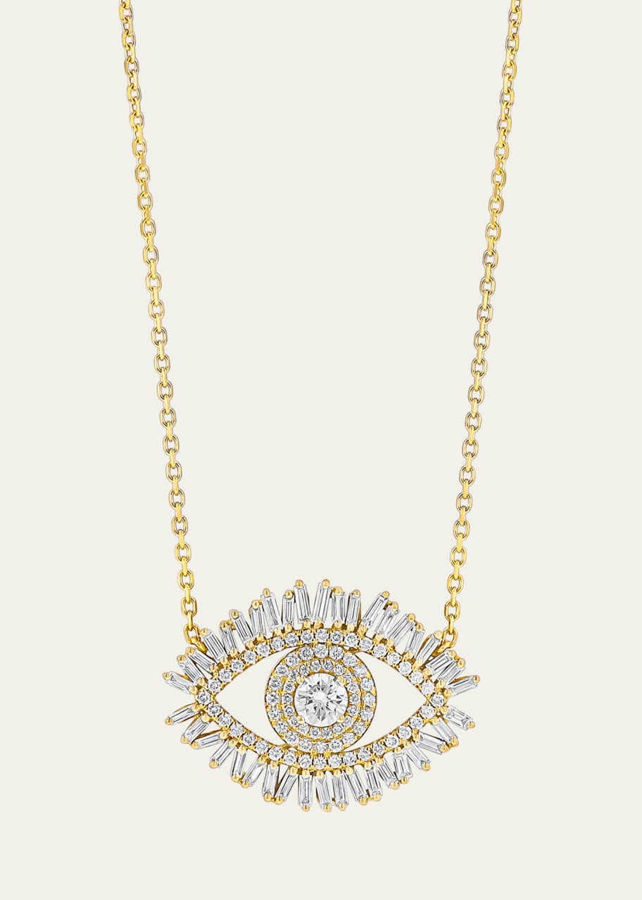Suzanne Kalan 18K Yellow Gold Large Fireworks Evil Eye Necklace with ...