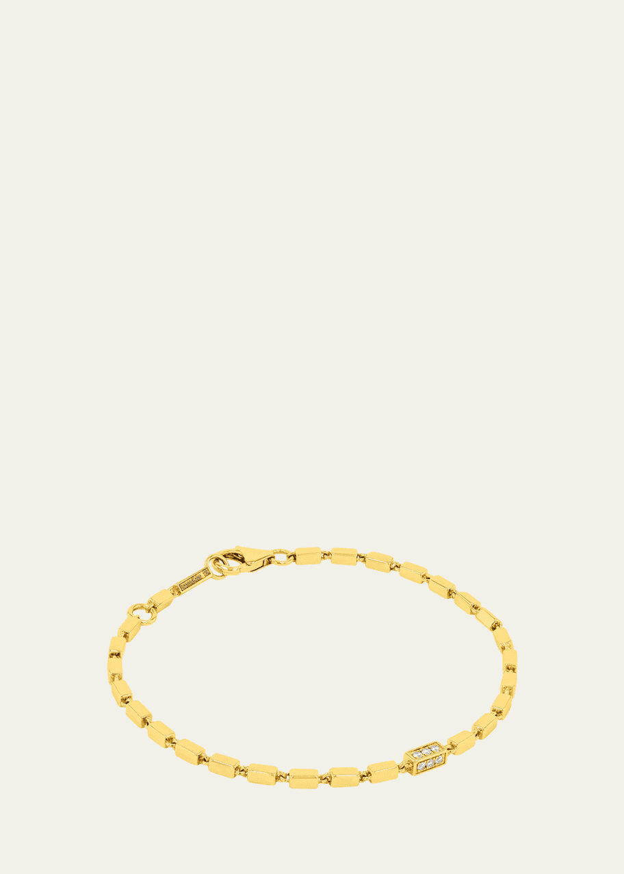 Suzanne Kalan 18K Yellow Gold Block-Chain Medium Single Triple Pave ...