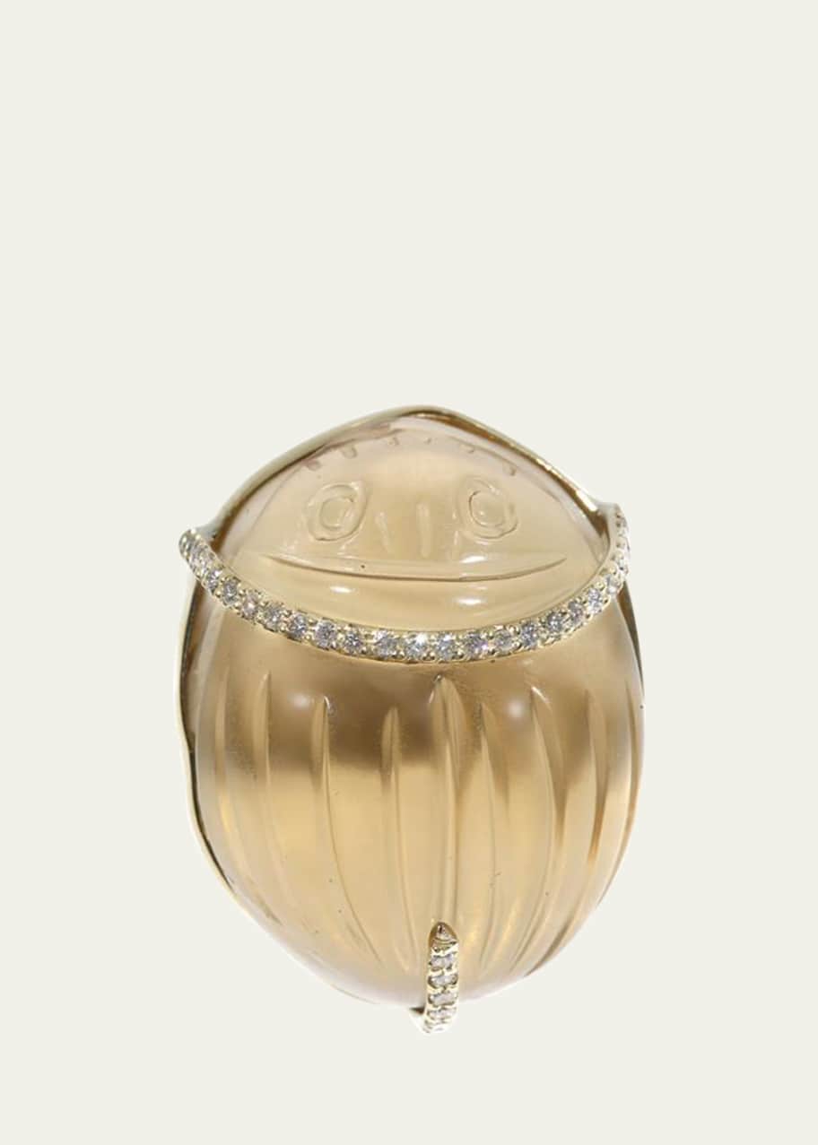 Kimberly McDonald 18K Yellow Gold Citrine Hand-Carved Scarab Ring with ...