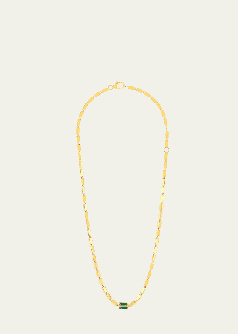 Suzanne Kalan 18K Yellow Gold Thick Block Chain Necklace with Emerald ...
