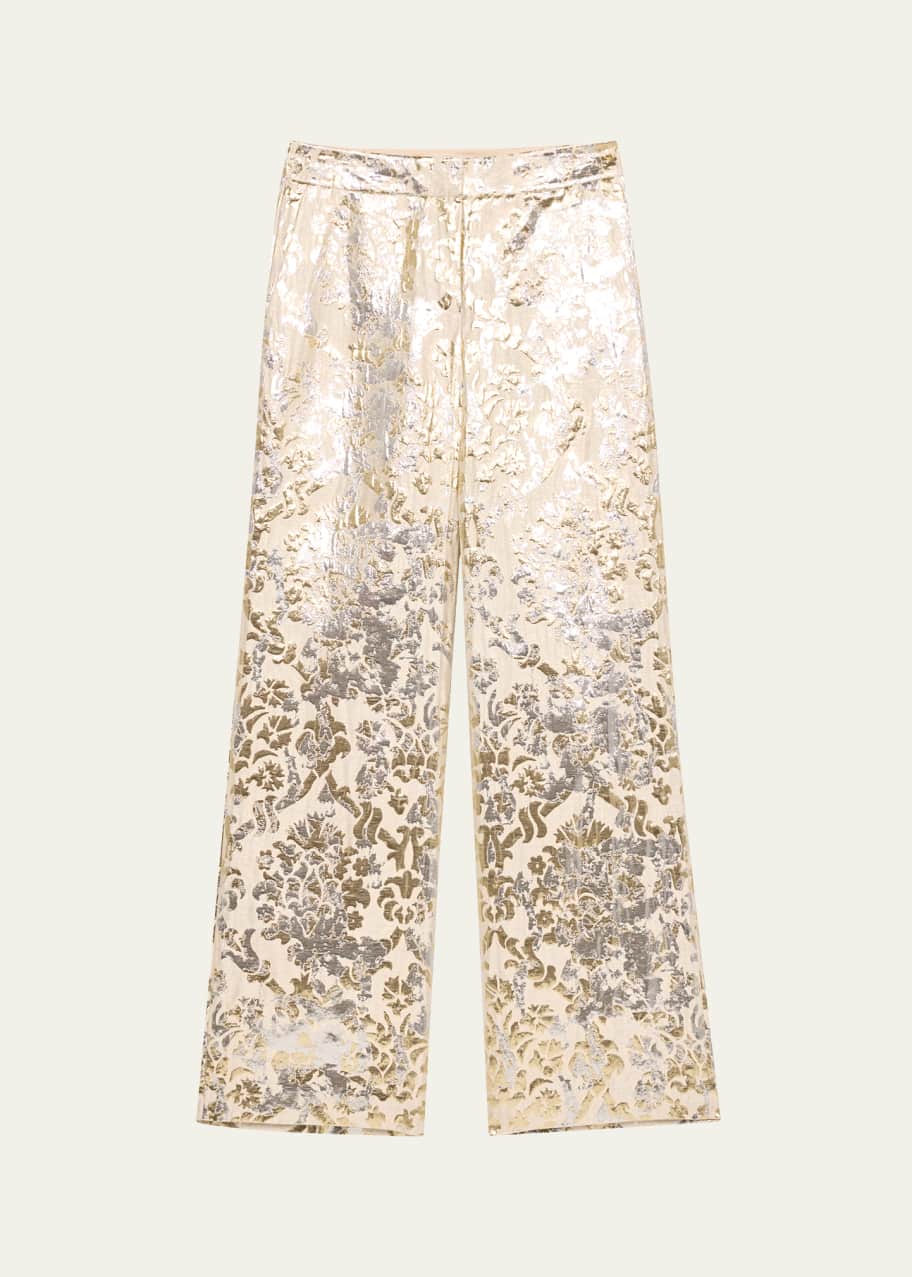 Lafayette 148 New York Sullivan High-Rise Metallic Jacquard Pants - Bergdorf Goodman