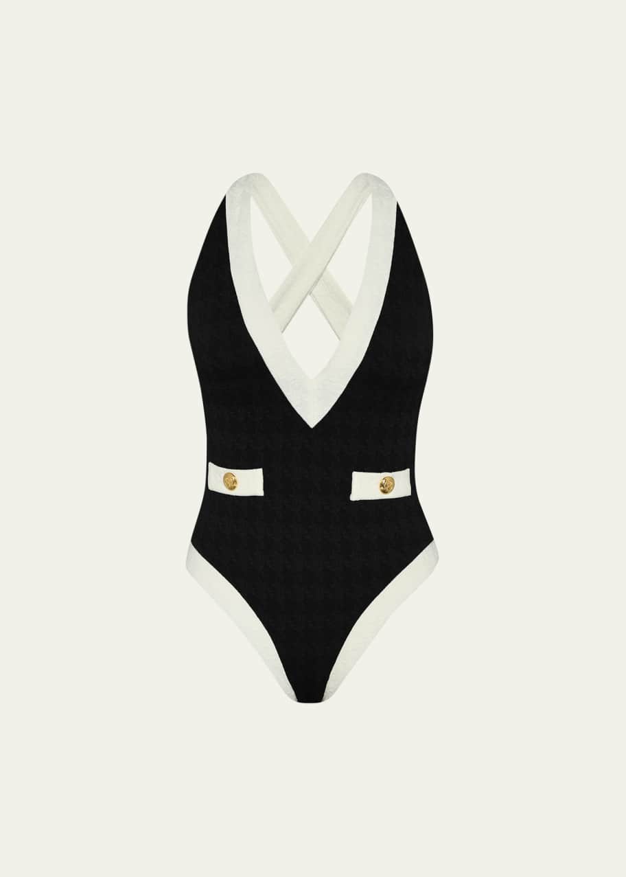 L'Agence Colorblock Chic Lisa Plunge One-Piece Swimsuit - Bergdorf Goodman
