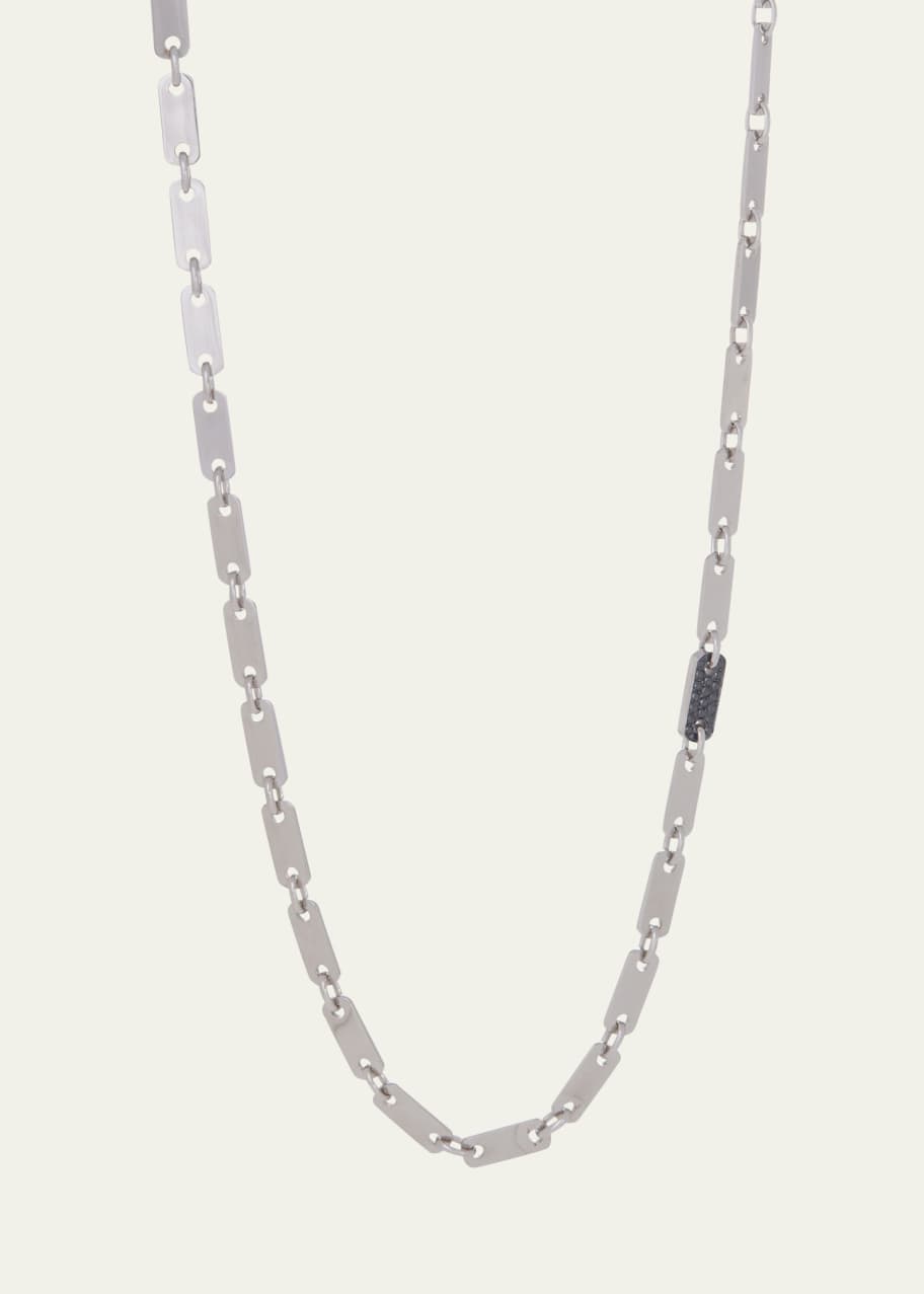 Sidney Garber Men's 18K White Gold Flat Link Tab Chain Necklace with ...