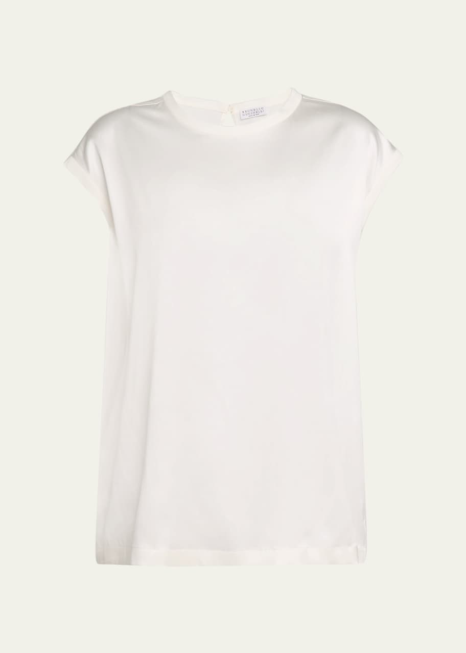 Brunello Cucinelli Cap Sleeve Satin Silk Top - Bergdorf Goodman