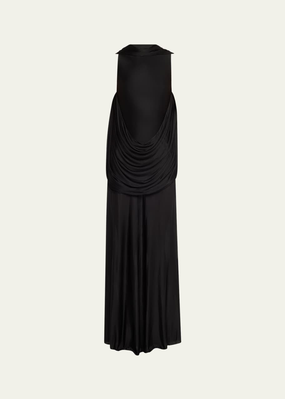 Loewe High-Neck Draped Backless Gown - Bergdorf Goodman
